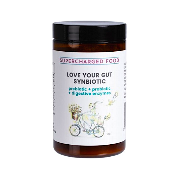 Supercharged Food Gut Synbiotic Powder Pre + Probiotic + Enzymes 120g ...